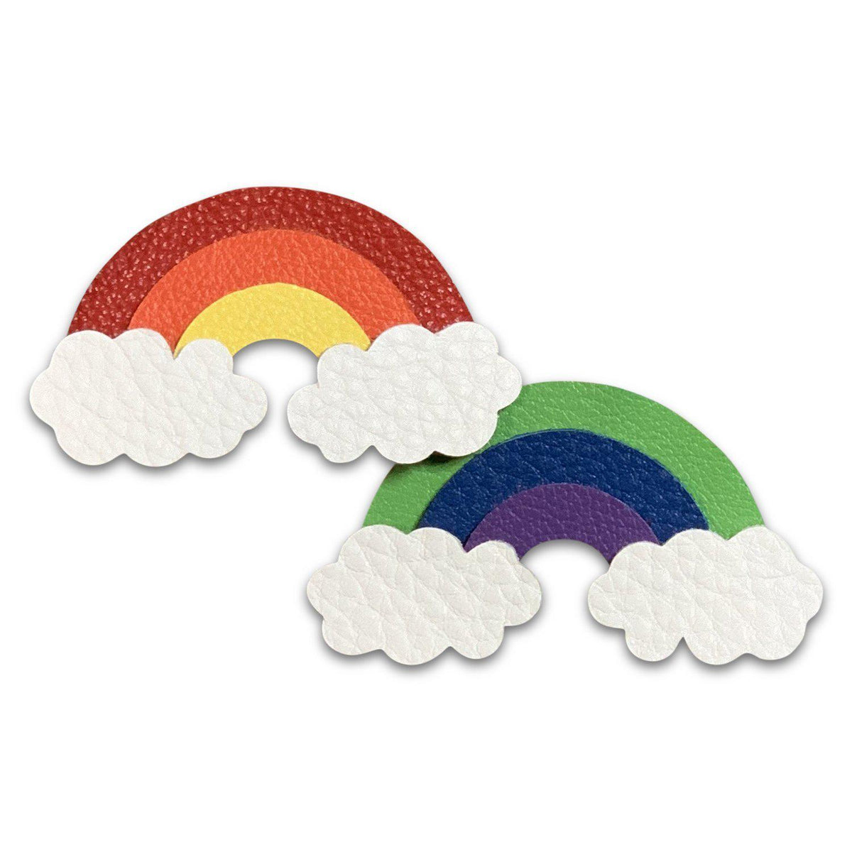 Classic Rainbow Duo Leather Rainbow Hair Bow Set - Moo G Clips